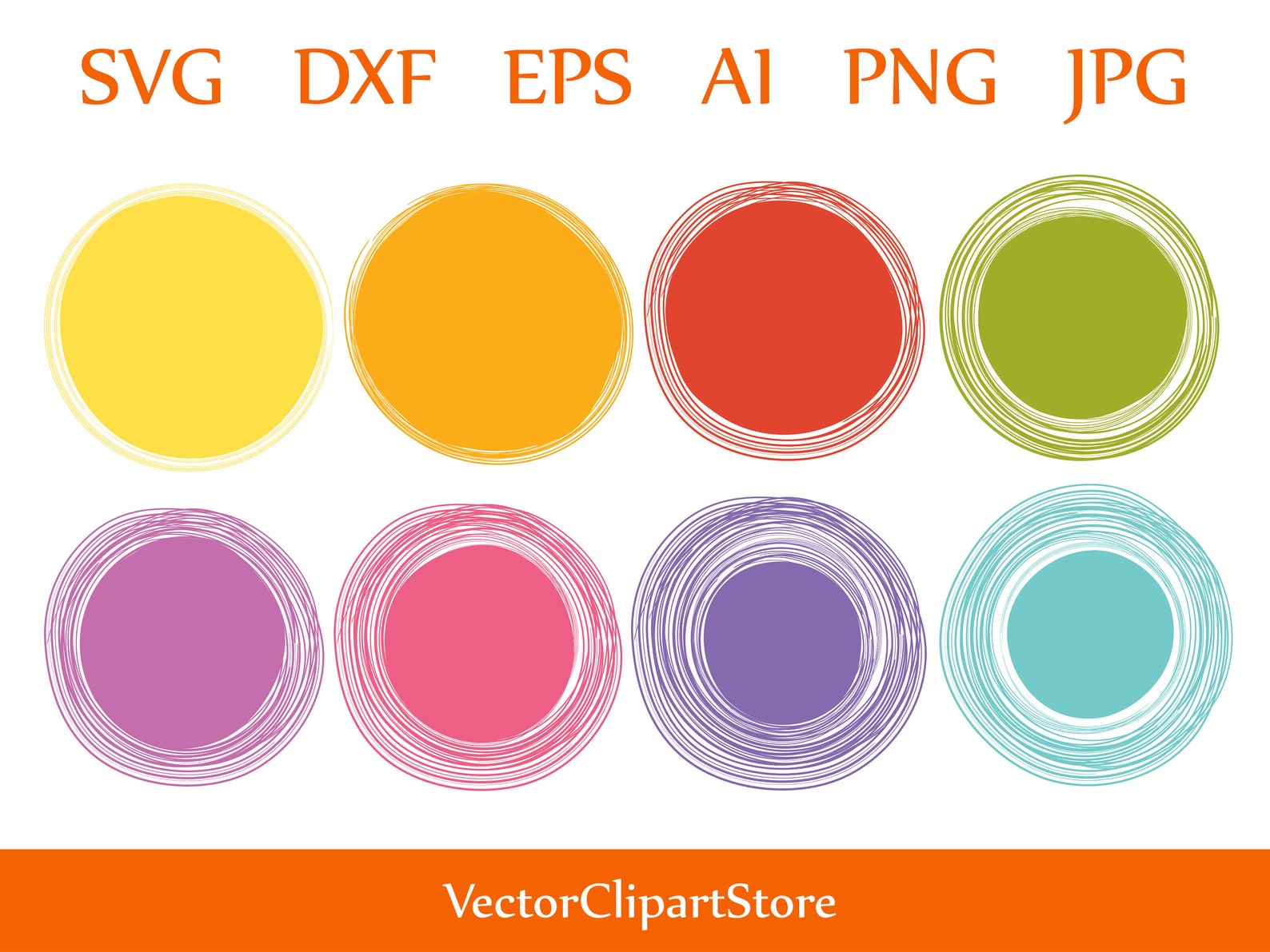 Vector Set of Colored Hand Drawn Borders. SVG EPS Dxf Png - Etsy
