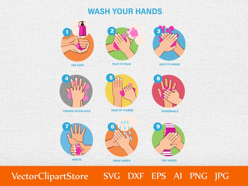 Wash Your Hands SVG Files. Clip Art Set. Vector Images | Etsy