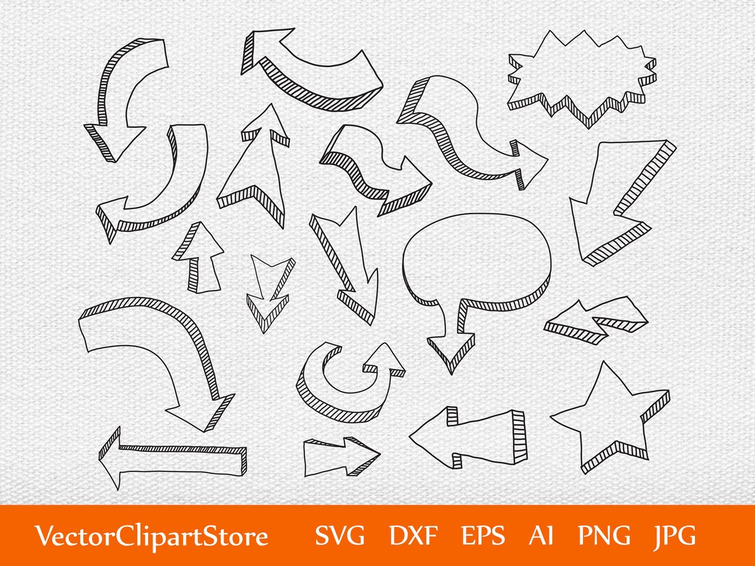 Hand Drawn Arrows Svg. Doodles Arrows Svg. Vector Arrows Set.sketched ...