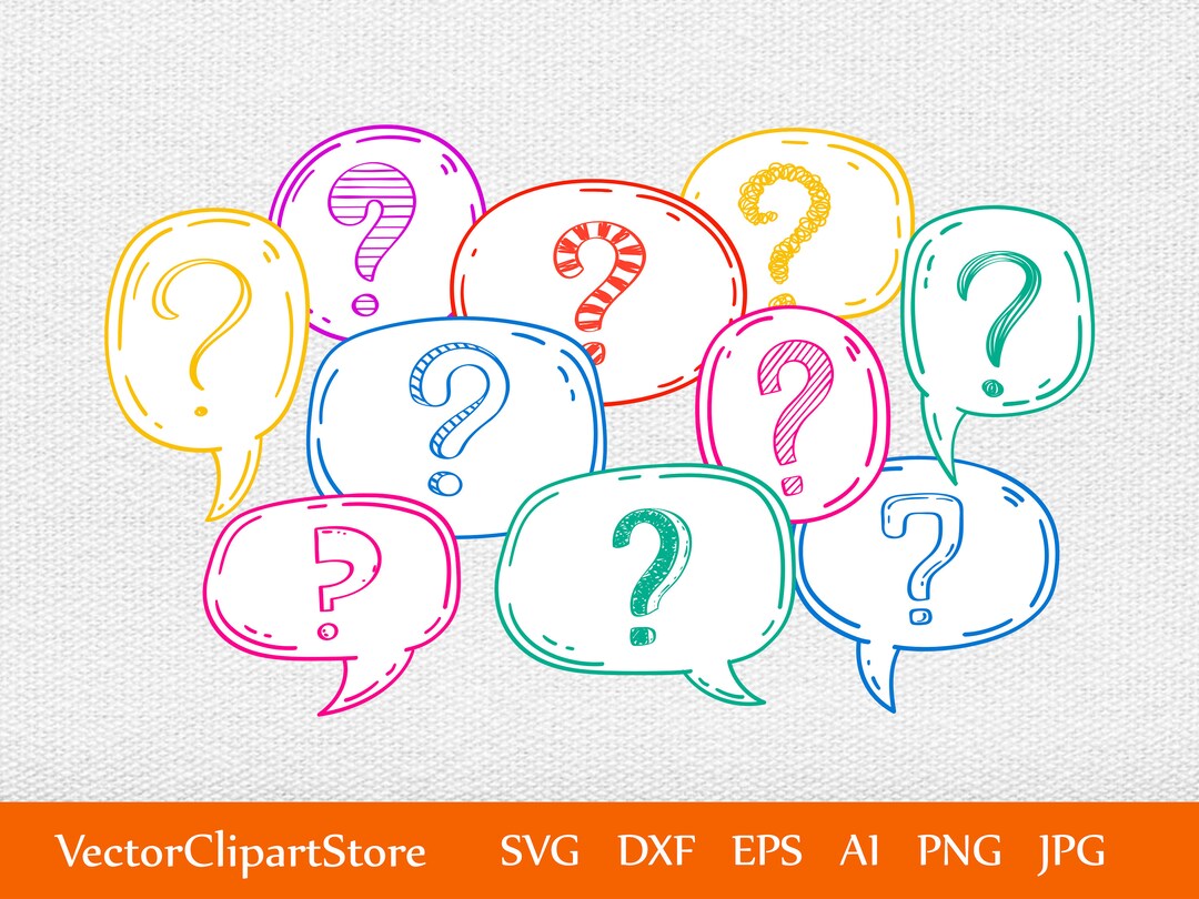 Hand Drawn Question SVG. Contour SVG Question With Speech Bubbles ...