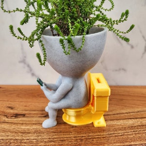 Potty Phone Planter With Optional Toilet Drip Tray | Shelf Pose ...