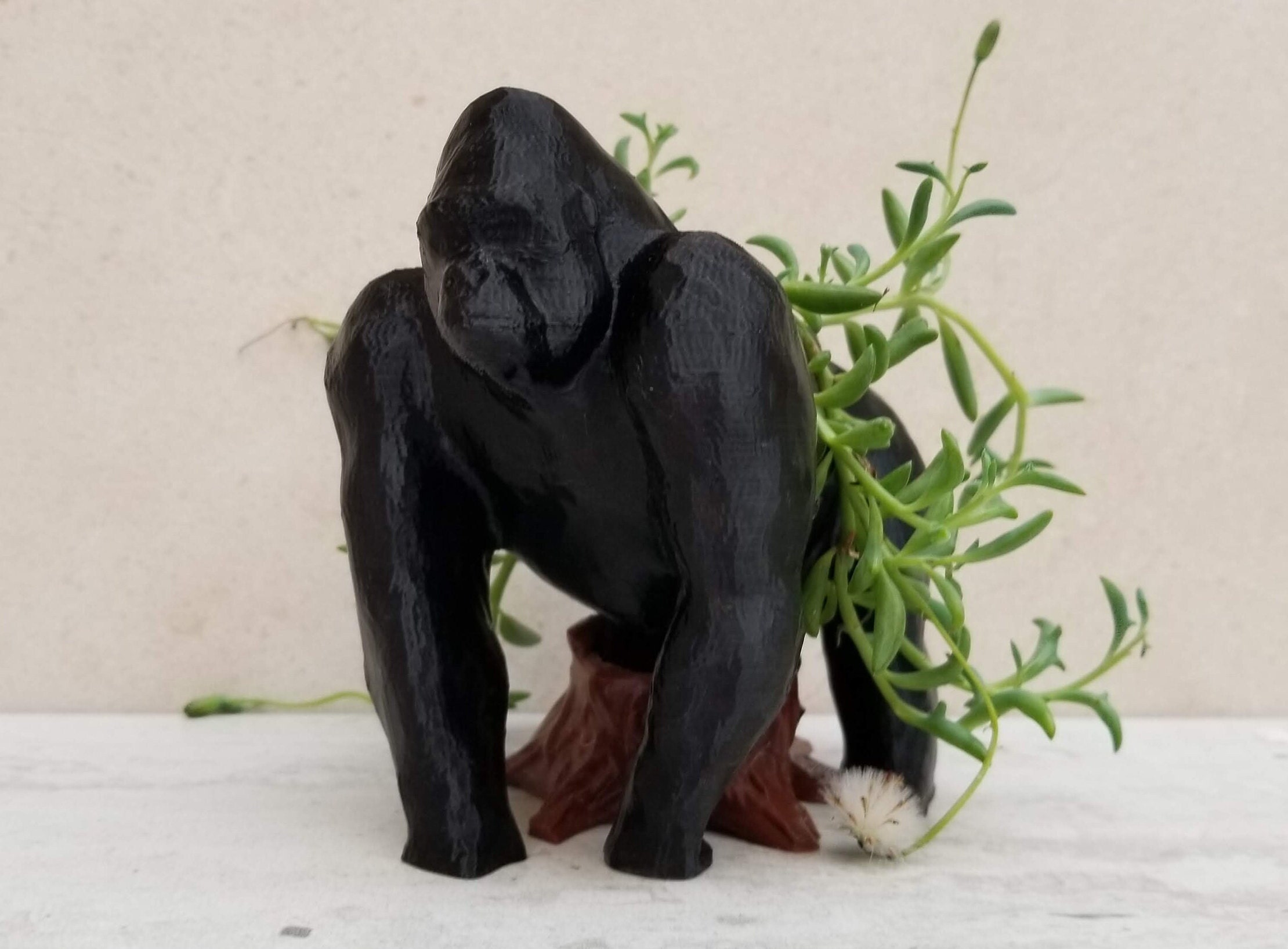 Gorilla Planter With Tree Stump Drip Tray Harambe Monkey - Etsy