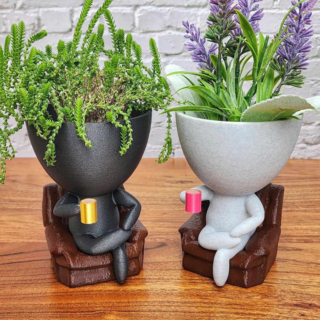 People Coffee Planter | Relaxed Pose Drinking Coffee Succulent Planter ...