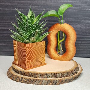 Wavy Square Planter With Optional Drip Tray in Shiny Copper Color - Etsy