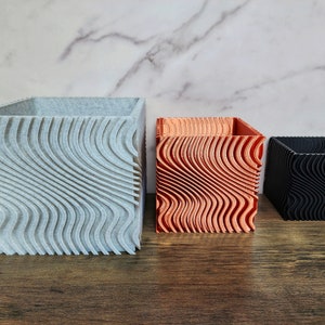 The Wavy Square Planter Pot With Optional Drip Tray in Shiny Copper ...