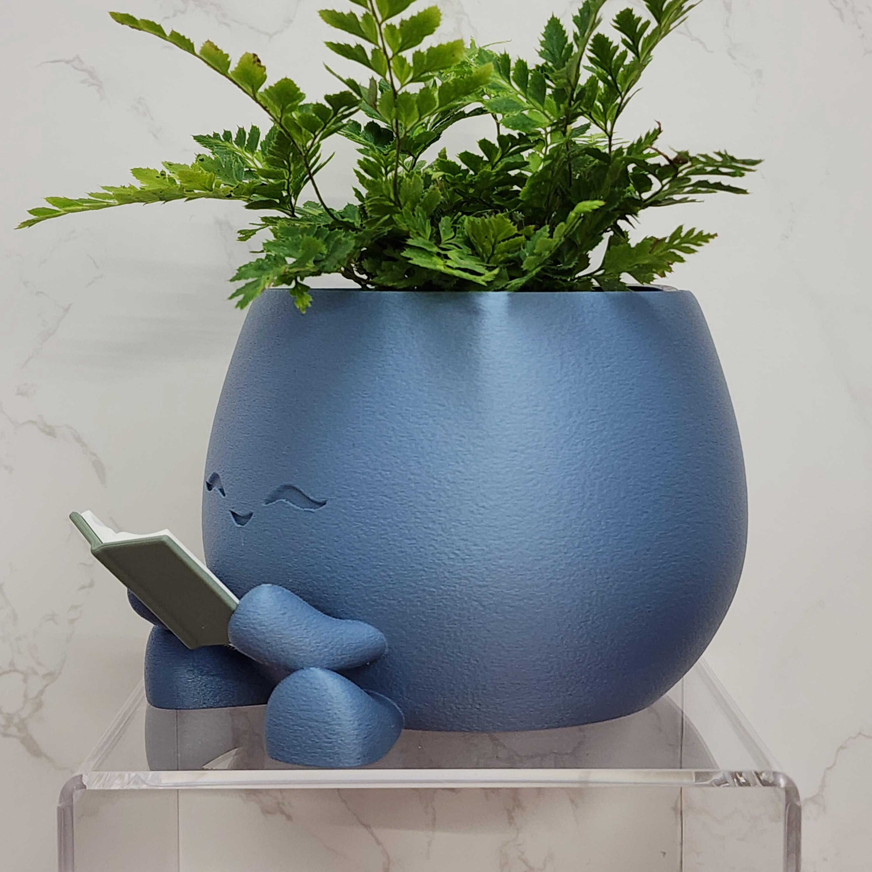 Reading Planter "cute Face" | Whimsical Book-loving Planter With ...