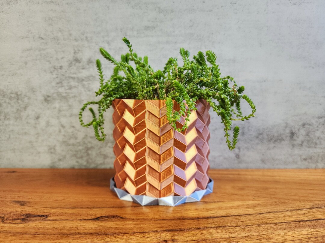 Origami Style Folds Planter Pot in Silk Copper - Etsy