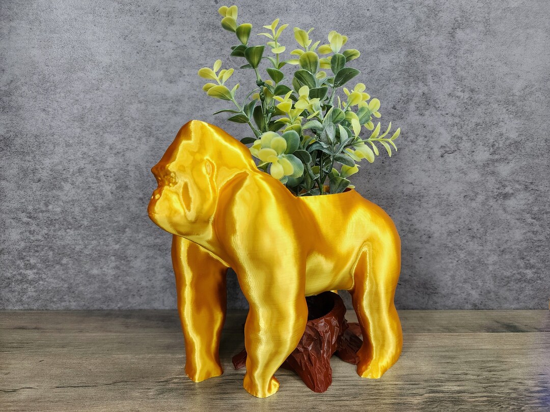 Gorilla Planter With Tree Stump Drip Tray Harambe Monkey - Etsy