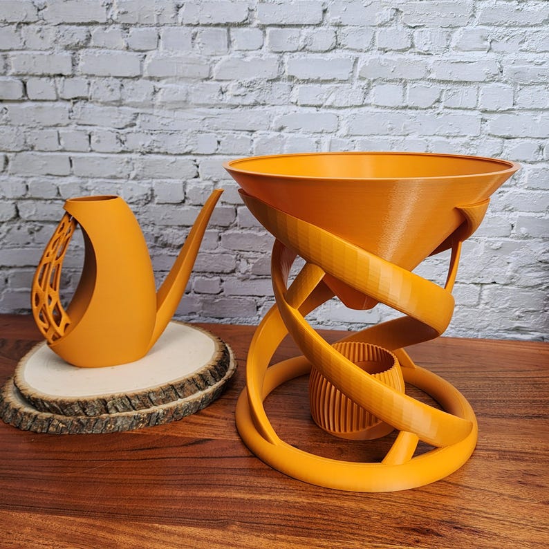 The Funnel Planter With Stand and Water Catch for Indoor House Plants ...