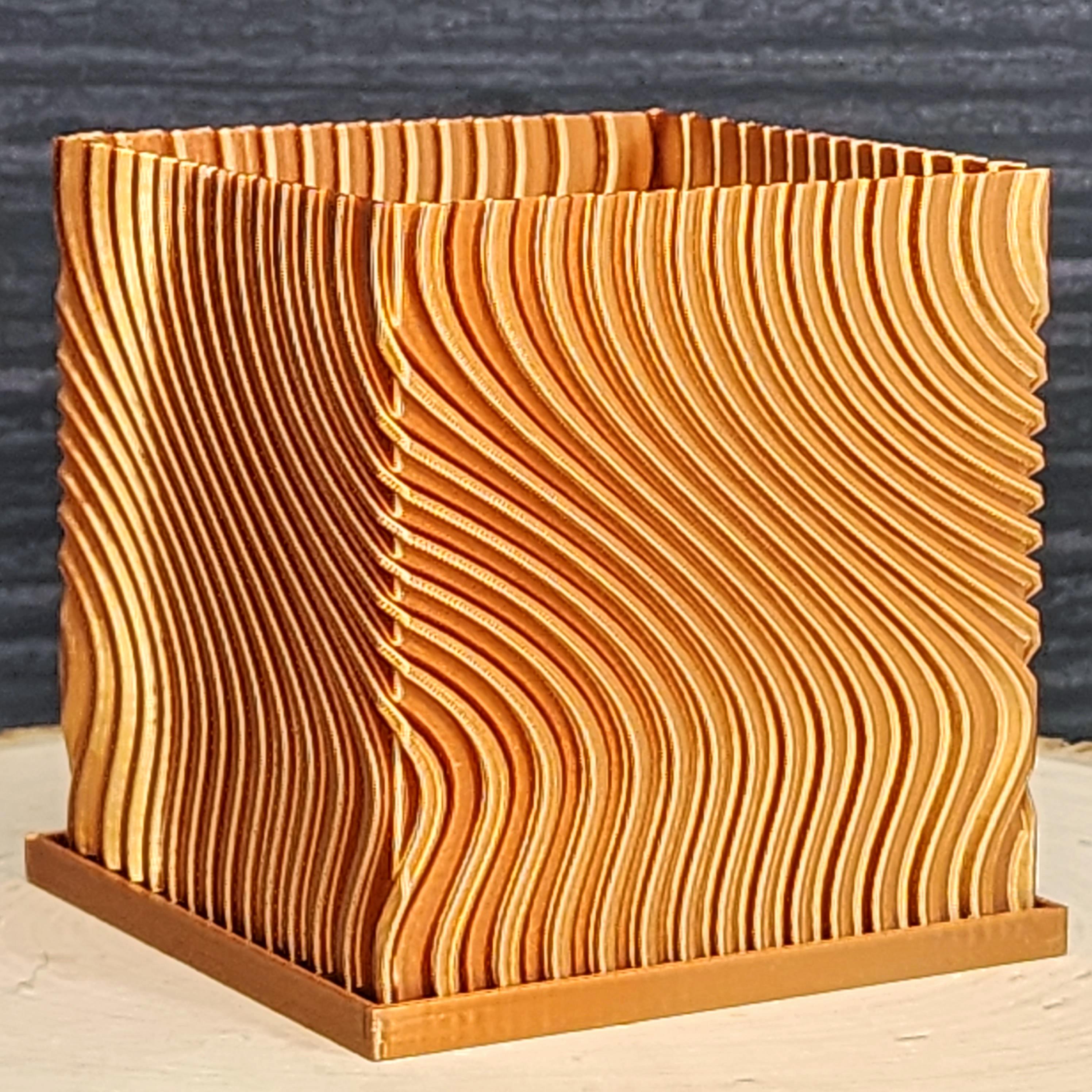 Wavy Square Planter With Optional Drip Tray in Shiny Copper Color - Etsy