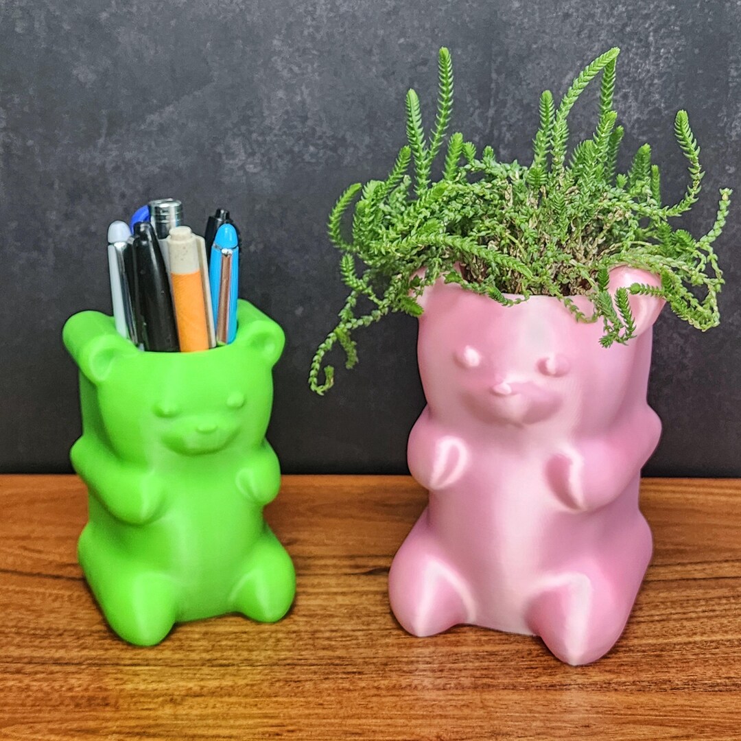 Gummy Bear Planter Pot / Pen Pencil Holder, Teddy Bear Desk Pot, Office ...