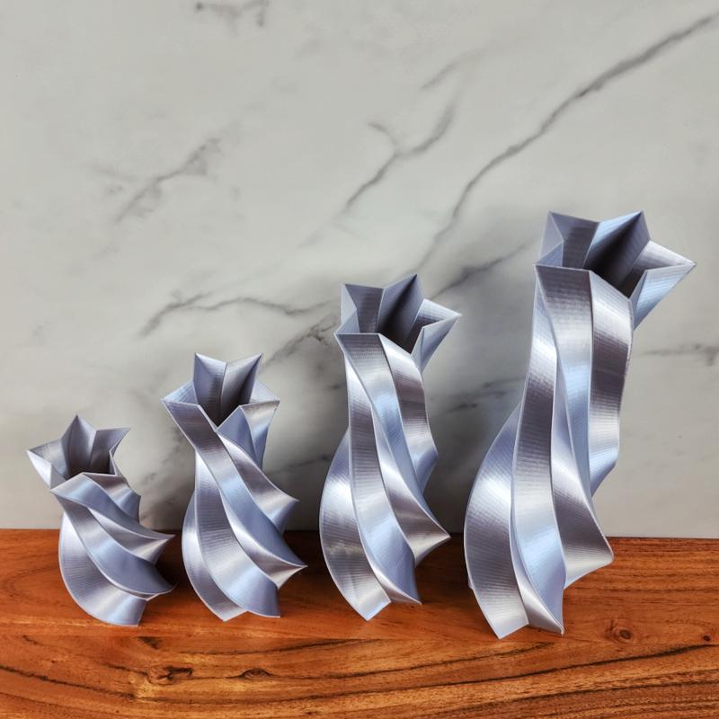 Silky Silver Twisted Vase: 3D Printed Home Decor - Etsy