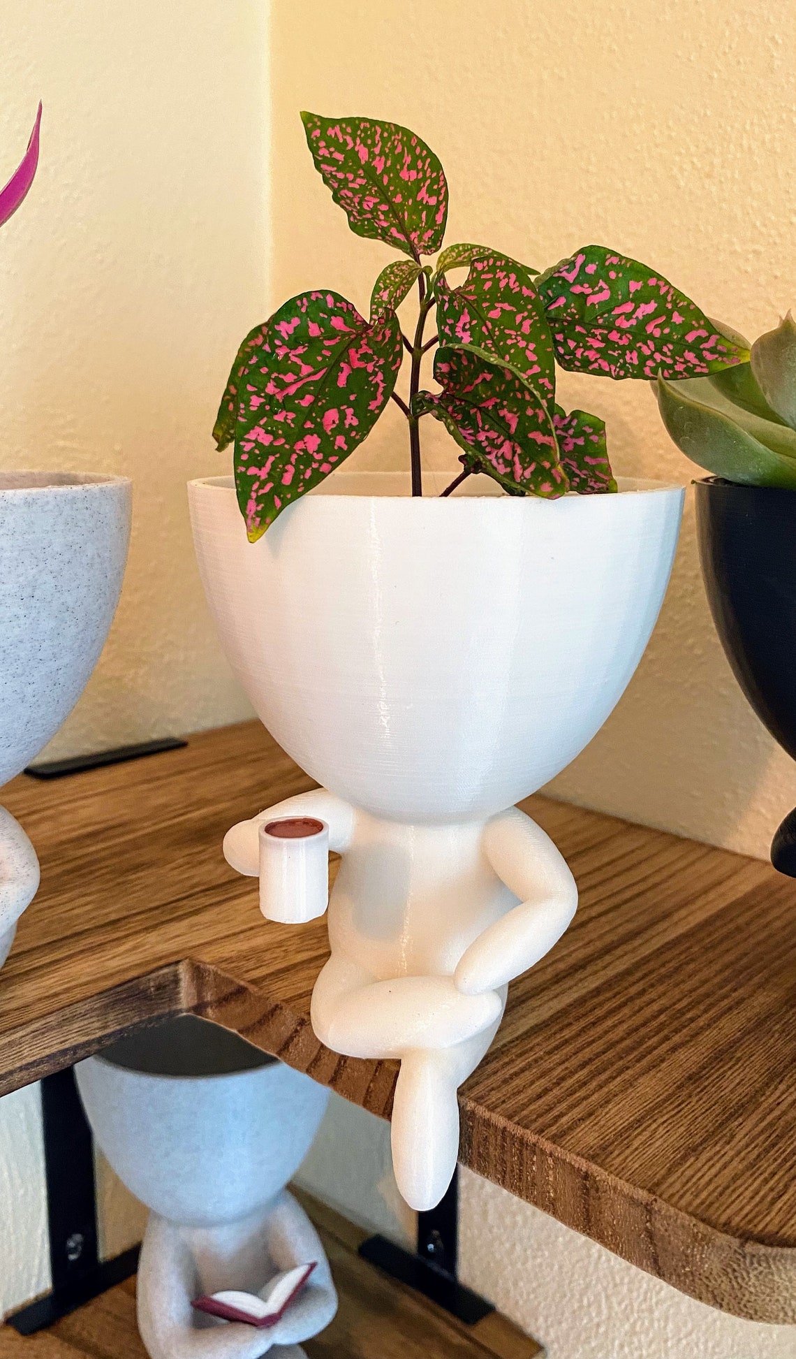 People Coffee Planter Relaxed Pose Drinking Coffee Succulent - Etsy