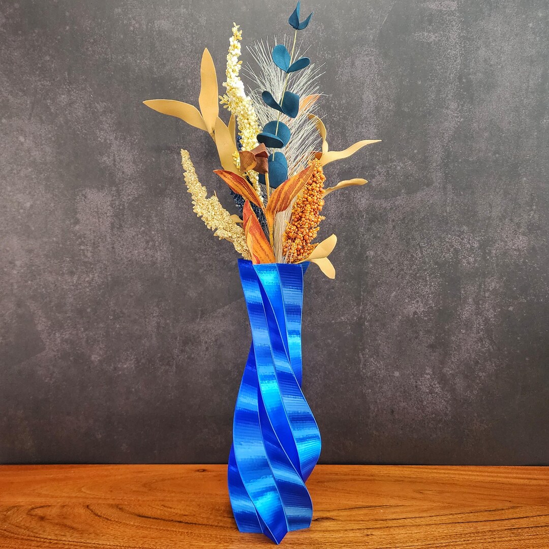 Silky Royal Sapphire Blue Twisted Star Vase Table Vase Home Decor ...