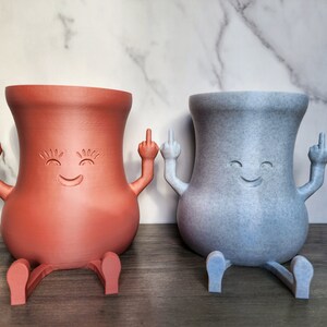 Happy Double Middle Finger Planter People | Succulent Planter | Gag ...
