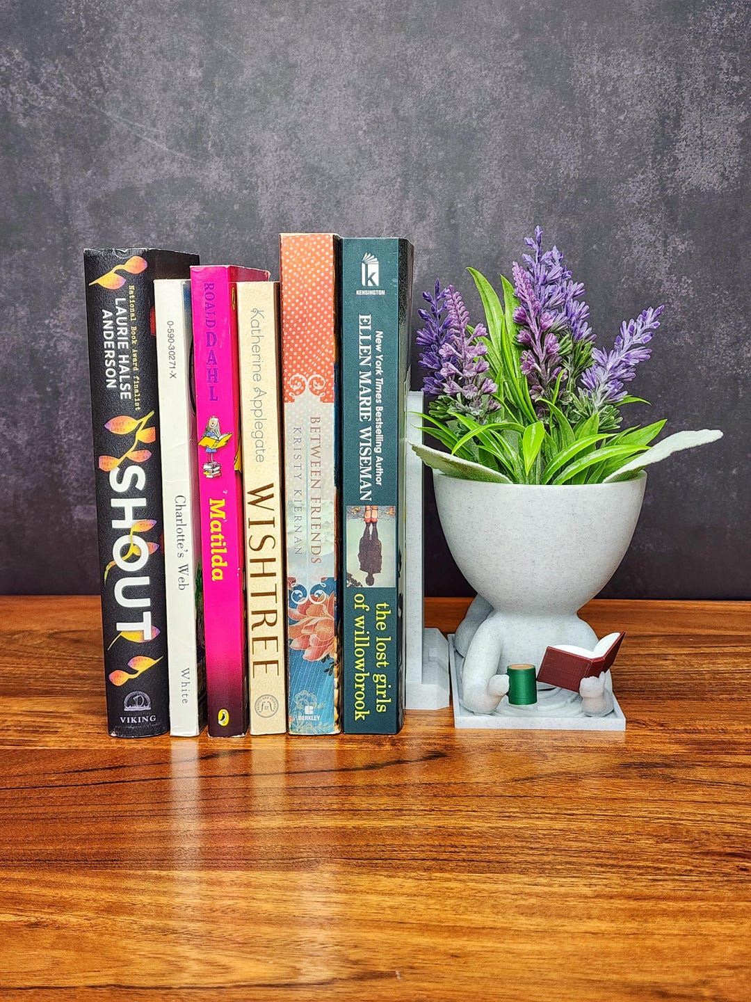 Bookend Version Laying People Planter Book & Coffee With Crossed Legs ...