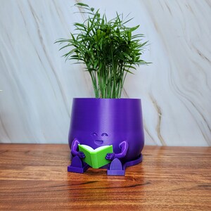 Reading Planter "happy Pot" | Relaxed Pose With a Good Book | Succulent ...