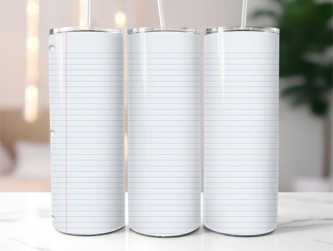 Notebook Paper Tumbler Wrap PNG: 20oz Skinny Tumbler Sublimation ...