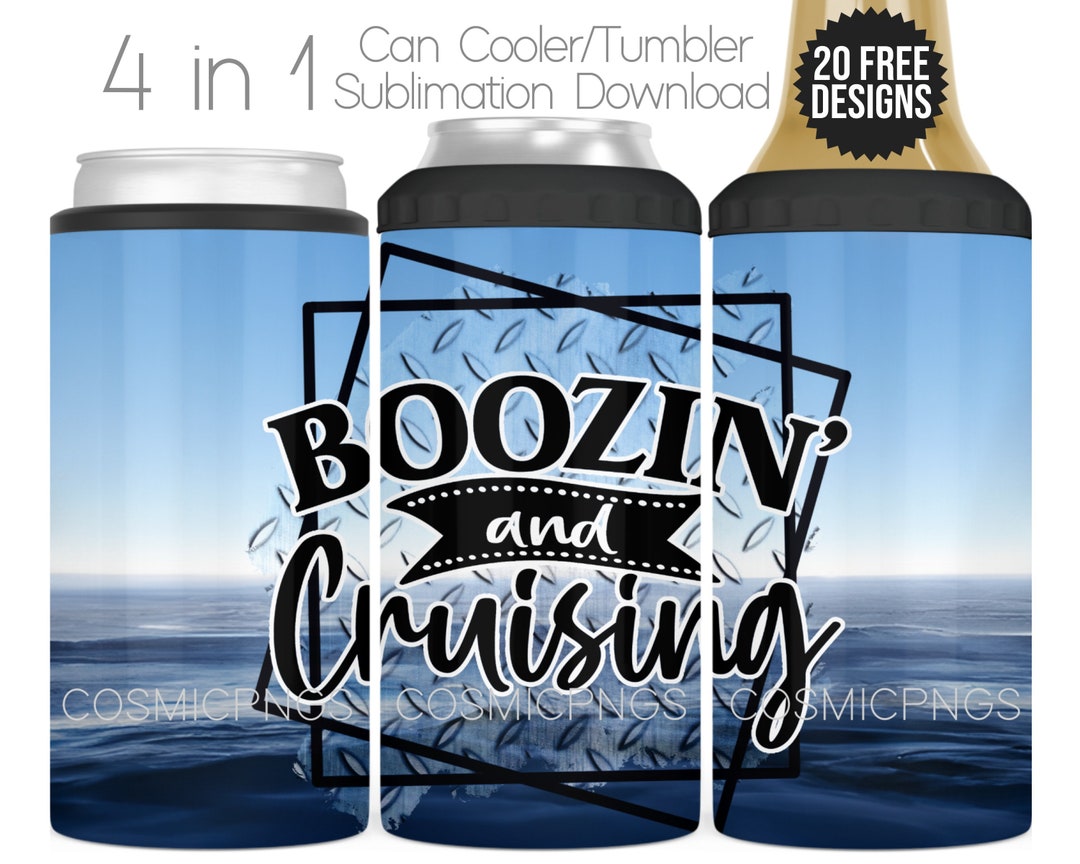 4 in 1 Can Cooler Sublimation Wrap Mens Cruise 4in1 Cooler Tumbler Cup ...