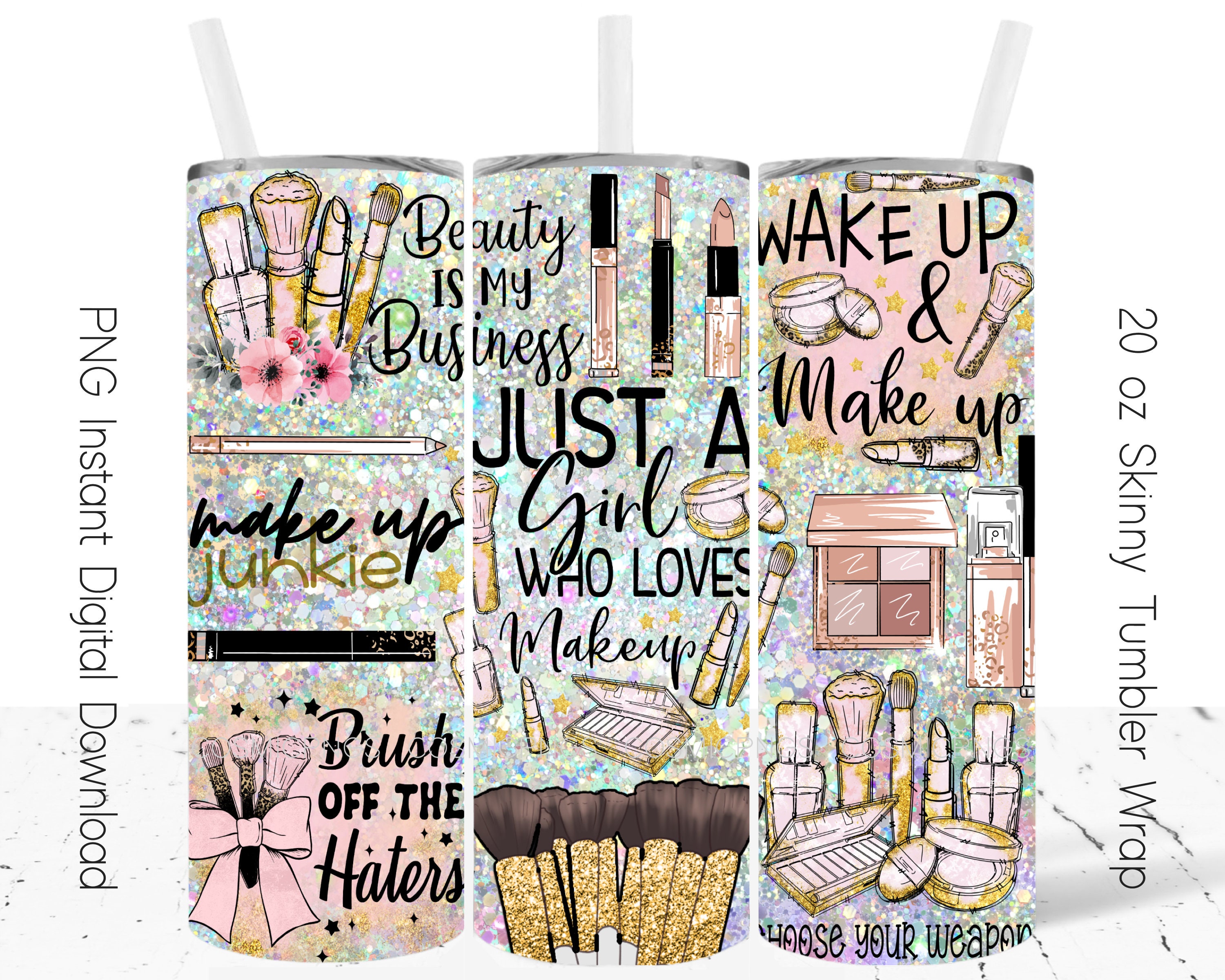 Makeup Tumbler Wrap 20oz Skinny Sublimation Design Png Makeup - Etsy