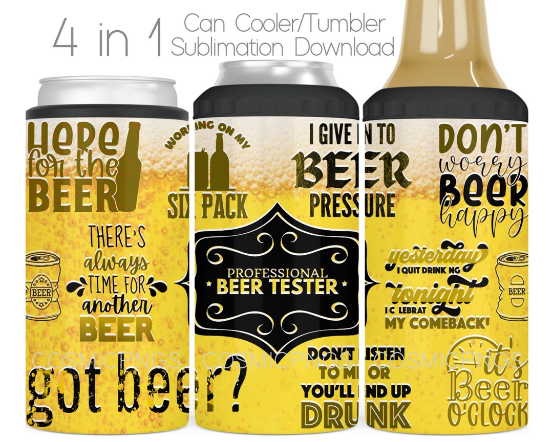 Beer 4 in 1 Can Cooler Sublimation Wrap PNG Funny Beer - Etsy