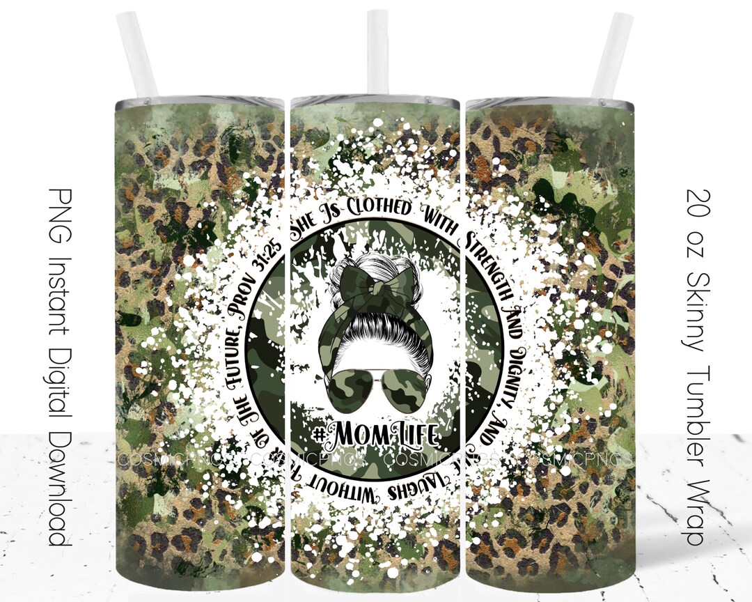 Camo Mom Life Tumbler Wrap 20oz Skinny Design Sublimation Tumbler ...