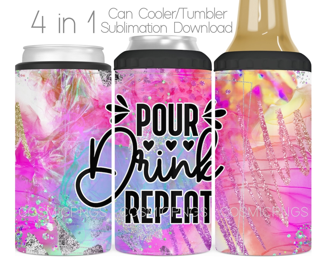 Funny Drinking 4 in 1 Can Cooler Sublimation Wrap PNG Alcohol 4in1 ...