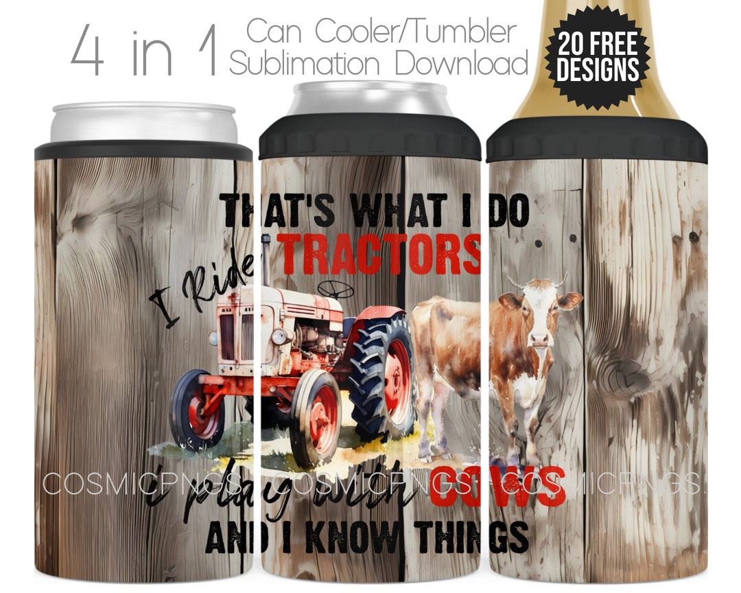 Western Tractor 4-in-1 Can Cooler Sublimation Design (PNG) - Etsy