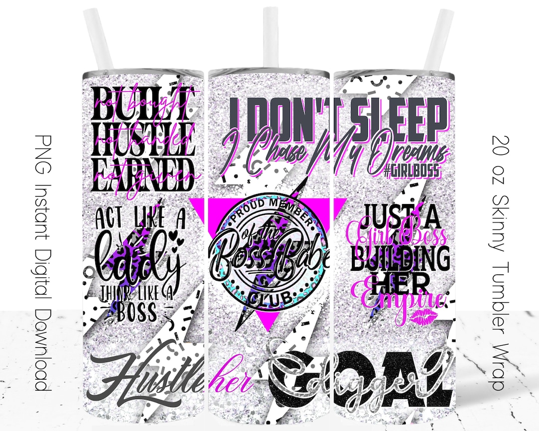 Glitter Boss Babe Tumbler Wrap PNG 20oz Skinny Tumbler Sublimation ...