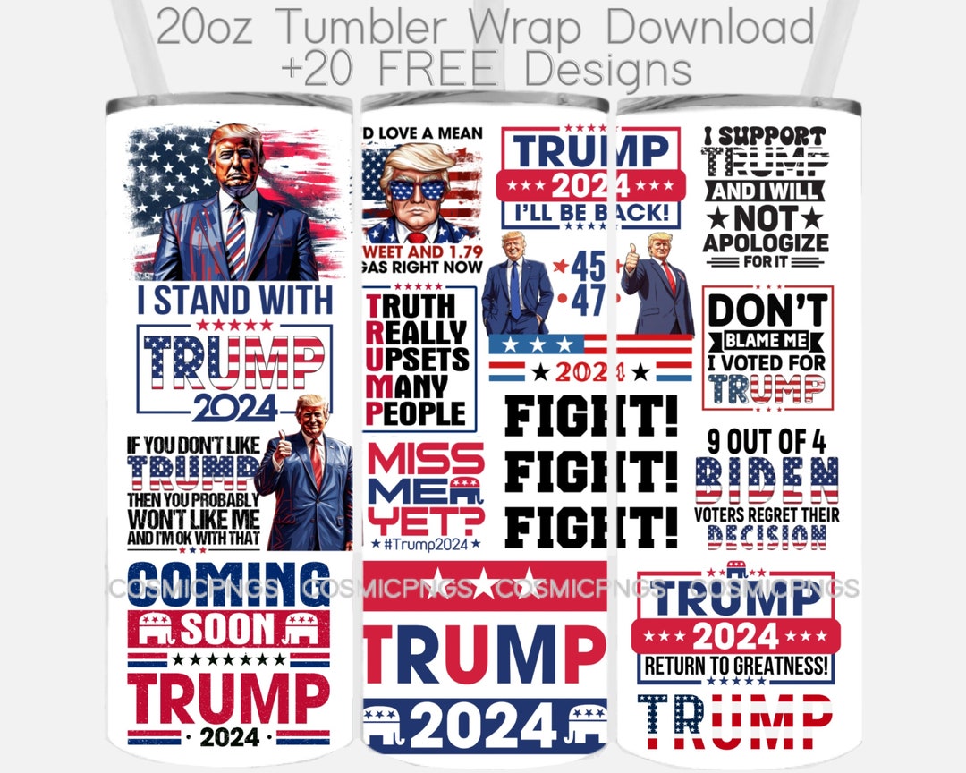 Trump Tumbler Wrap 20oz Skinny Sublimation PNG I Voted for Trump for ...