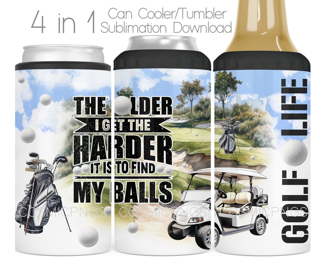Funny Golf 4 in 1 Can Cooler Sublimation Wrap Design PNG Golfing Design ...