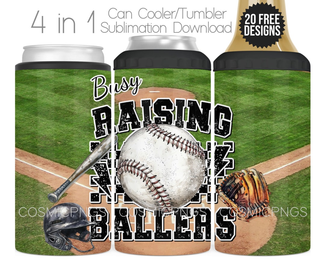 Baseball Design 4in1 Can Cooler Sublimation Wrap PNG Raising Ballers 4 ...