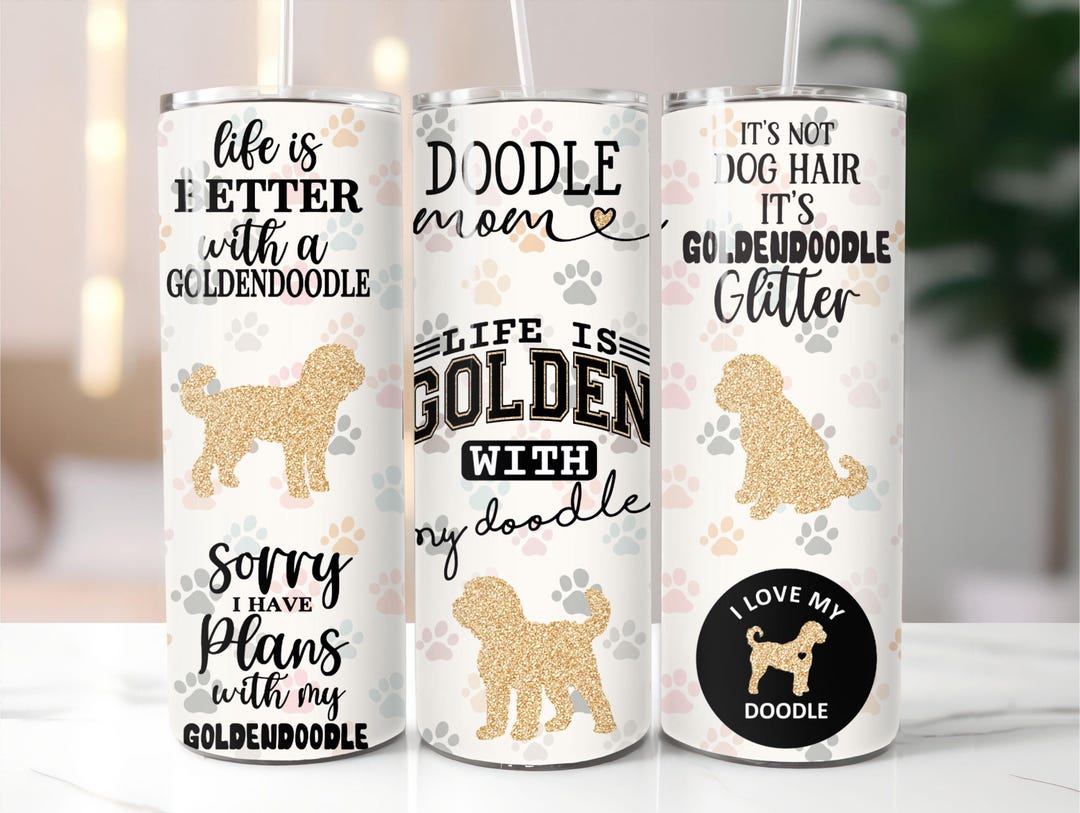 Goldendoodle Tumbler Sublimation Design: Doodle Mom 20oz Skinny Tumbler ...