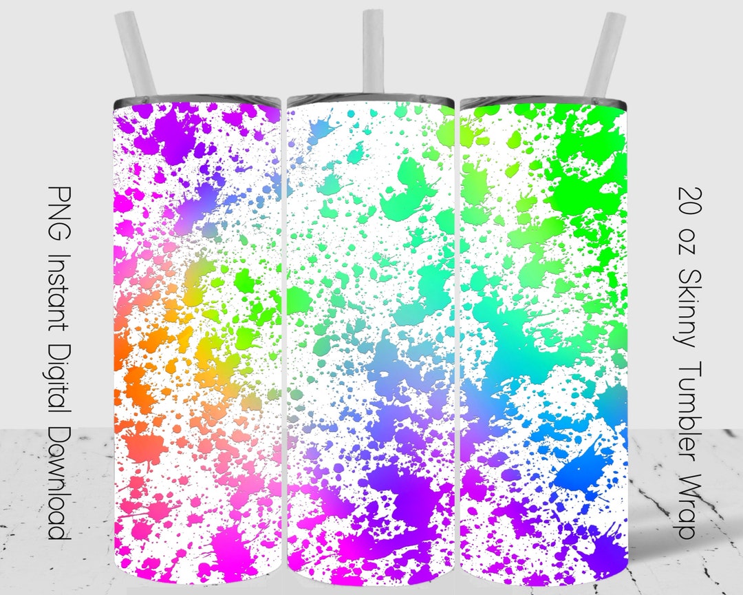 Rainbow Paint Splatter Tumbler Wrap 20oz Skinny Design - Etsy