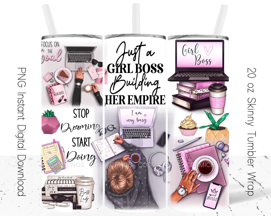 Girl Boss Tumbler Wrap PNG 20oz Skinny Tumbler Sublimation Boss Babe ...