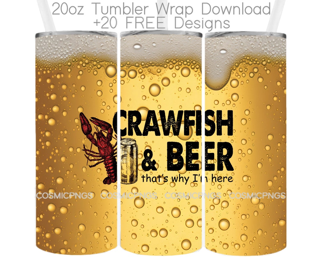 Crawfish and Beer Tumbler Wrap Louisiana New Orleans Mardi Gras for Men ...