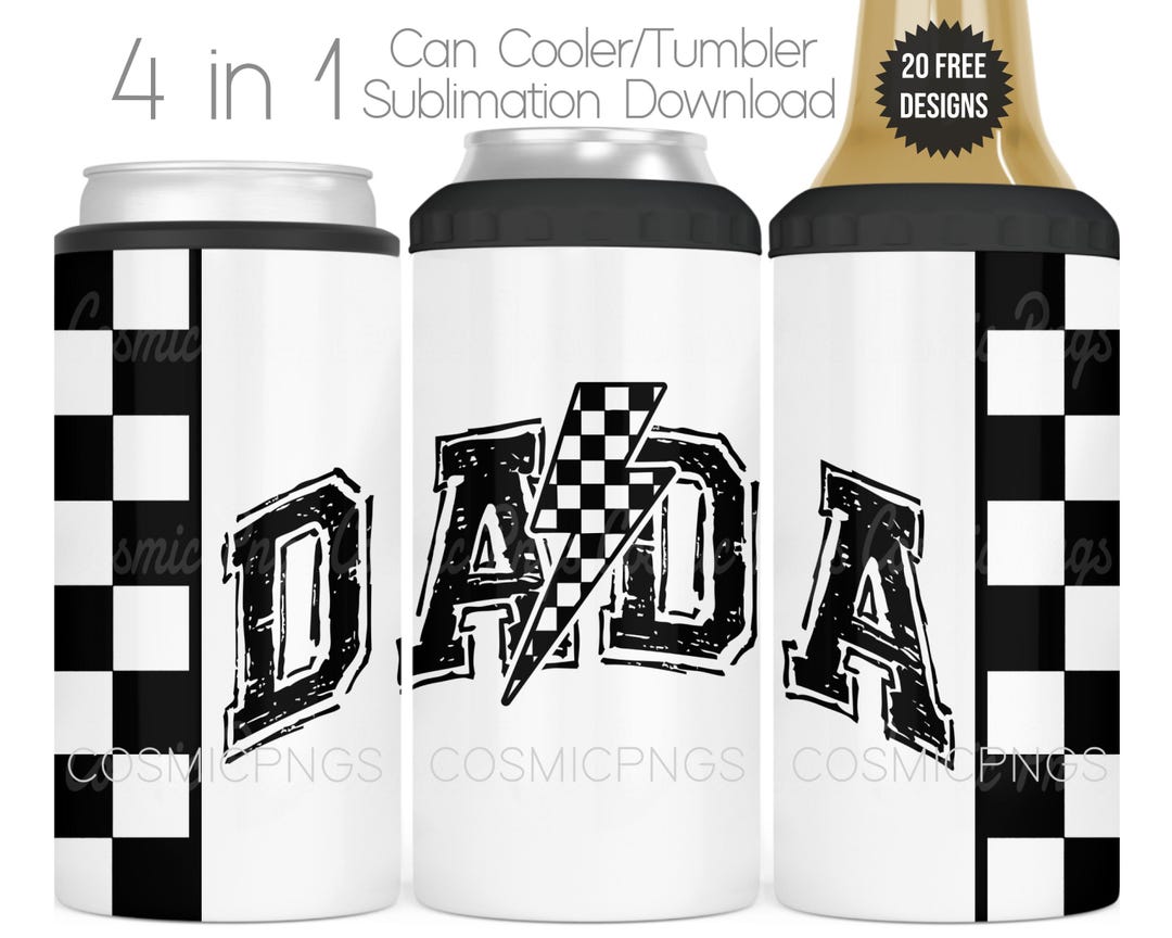 Dada 4 in 1 Can Cooler Sublimation Wrap PNG Retro New Father Design 4 ...