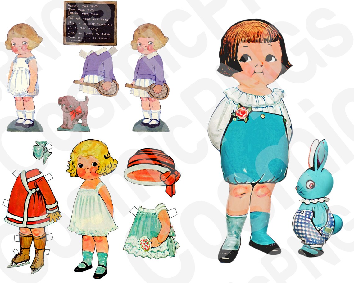 Paper dolls printable paper dolls Digital paper dolls | Etsy