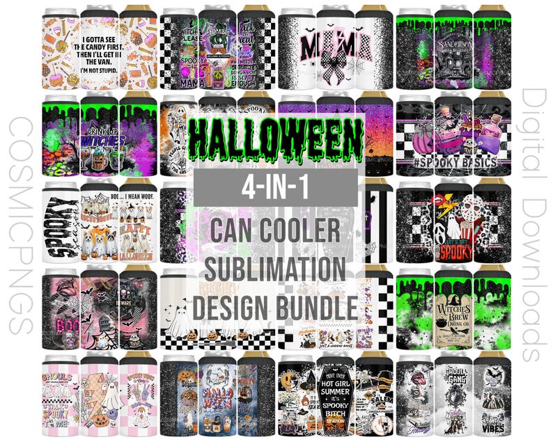 Halloween 4 in 1 Can Cooler Wrap Bundle Designs (digital Download) - Etsy