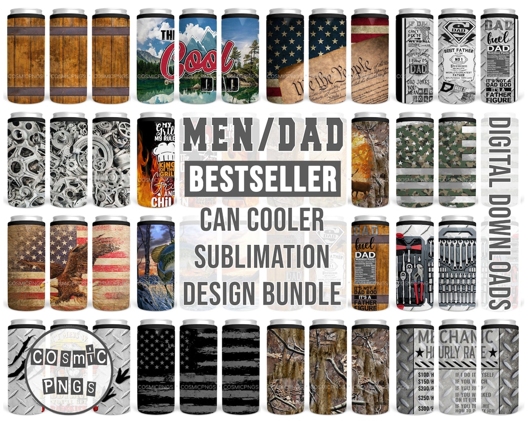 Men's Can Cooler Wrap Bundle: Dad 12oz Tall Hard Can Designs (digital ...