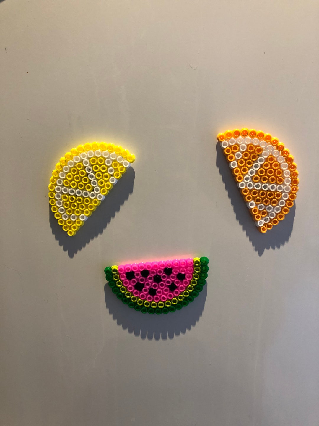 Perler Bead Fruit Magnets - Set of 3 - Etsy