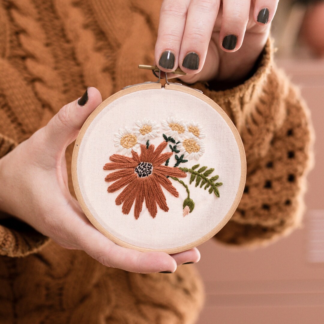Flower Embroidery Kit With Pattern, Eco-friendly Craft Kit, Hand ...