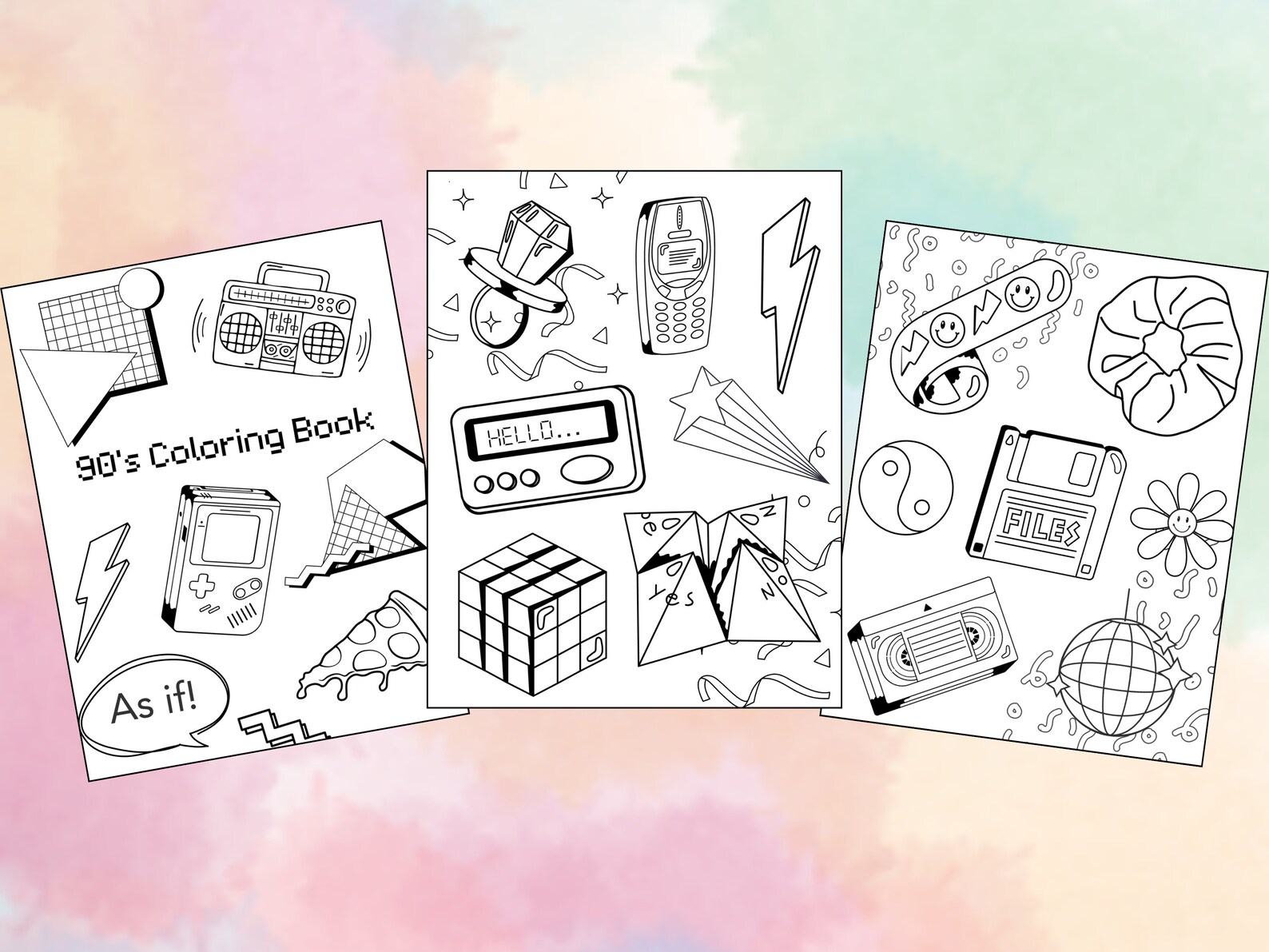 90's Themed Coloring Pages for Adults and Kids 90's - Etsy Canada