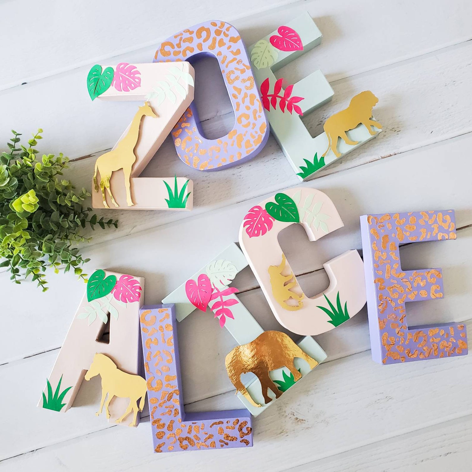 Personalized Safari Wall Letters Animal Safari Nursery Art | Etsy