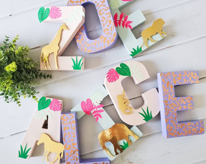 Personalized Safari Wall Letters Animal Safari Nursery Art - Etsy