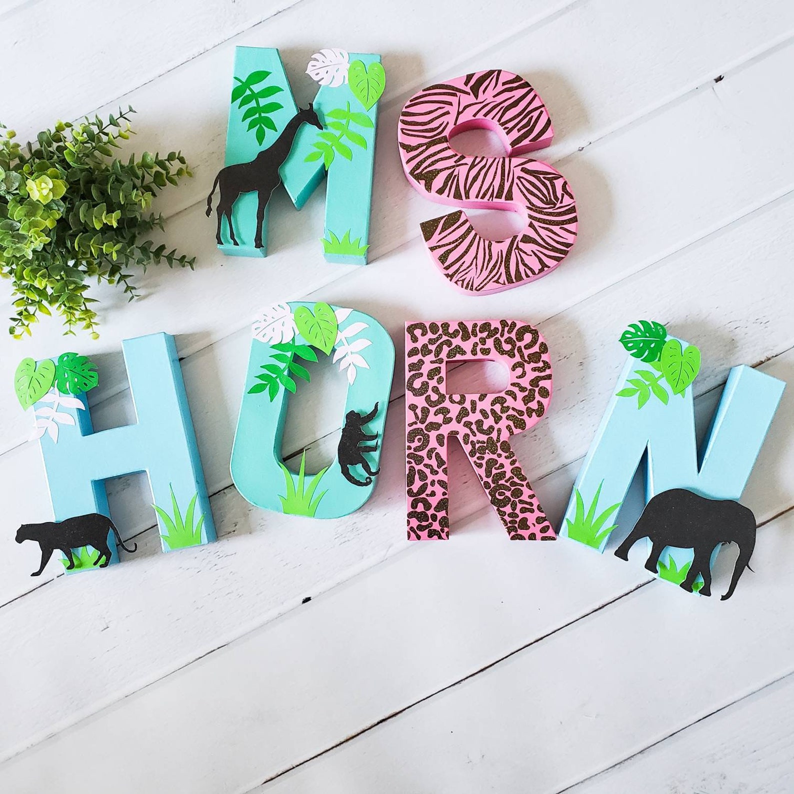 Personalized Safari Wall Letters Animal Safari Nursery Art | Etsy