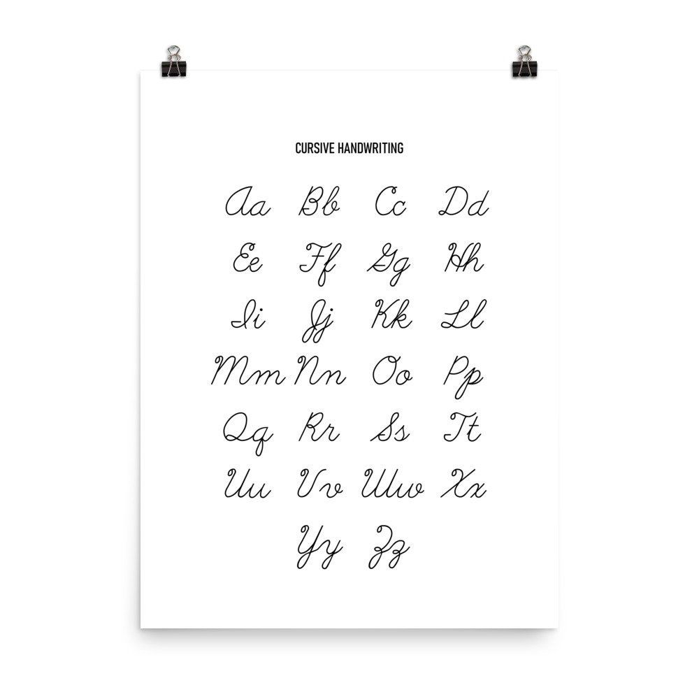 English Cursive Alphabet Poster 2 White ABC Print | Etsy