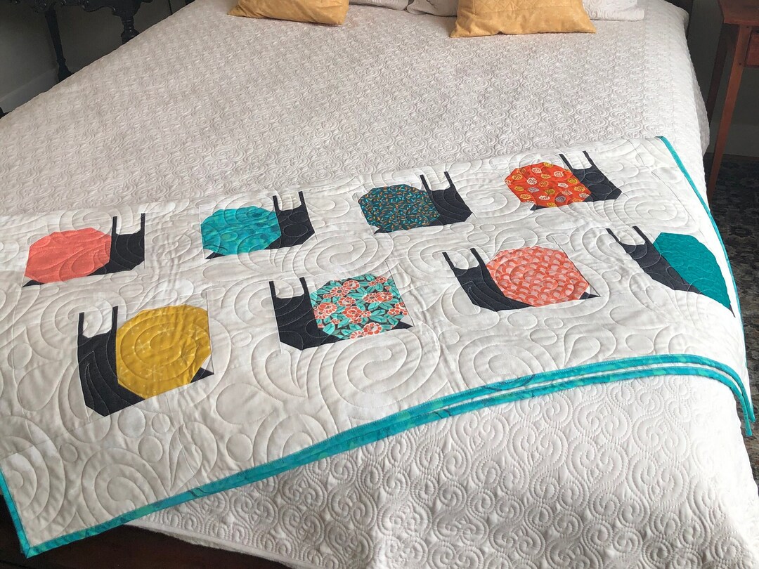Garden Snails Patchwork Quilt Quilted Wall Hanging Handmade Quilt Hand ...