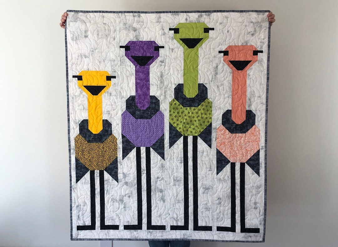 41.5x47.5 Ostrich Stretch | Quilted Wall Hanging | Wall Quilt | Gifts ...