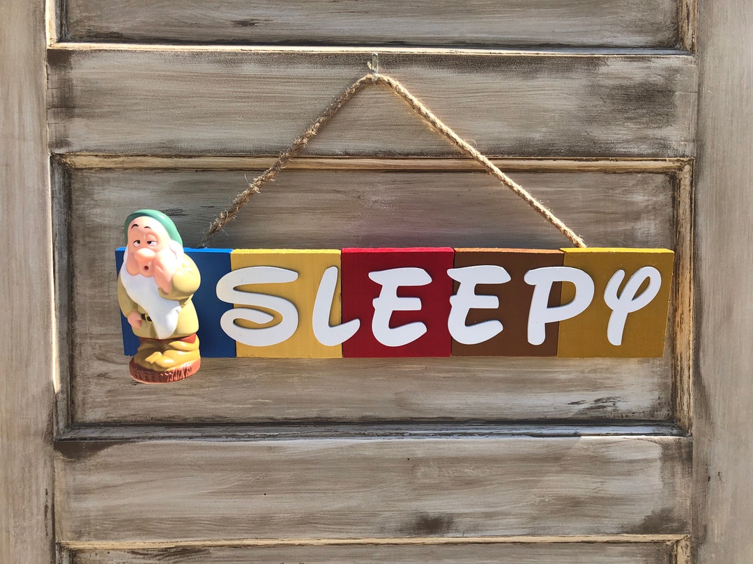 Disney Inspired Seven Dwarfs/snow White/disney Sleepy Dwarf Sign/sleepy ...